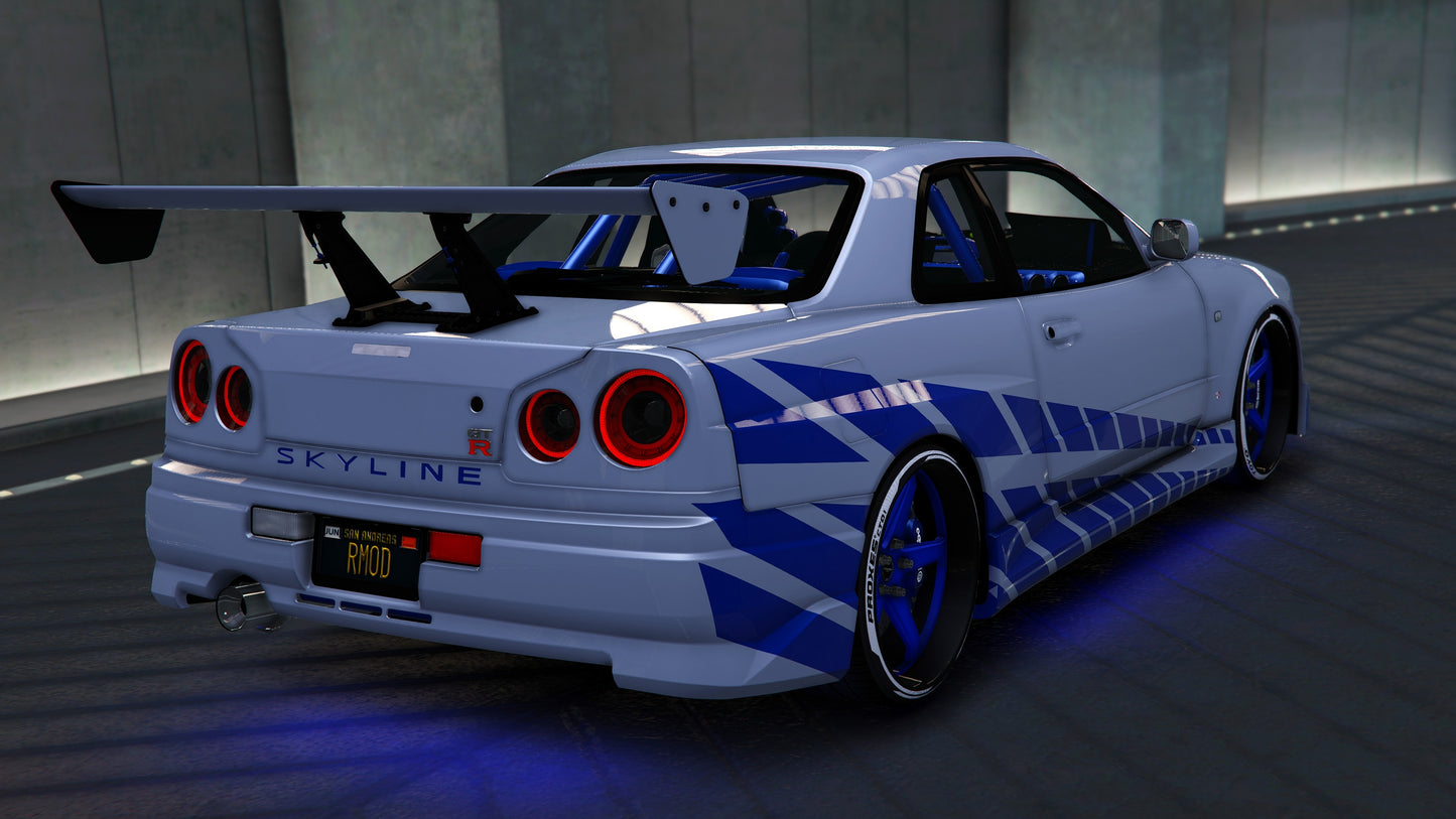 Nissan Skyline GT-R BNR34 C-WEST | Rmod Customs – Gorilla Cars & MLO