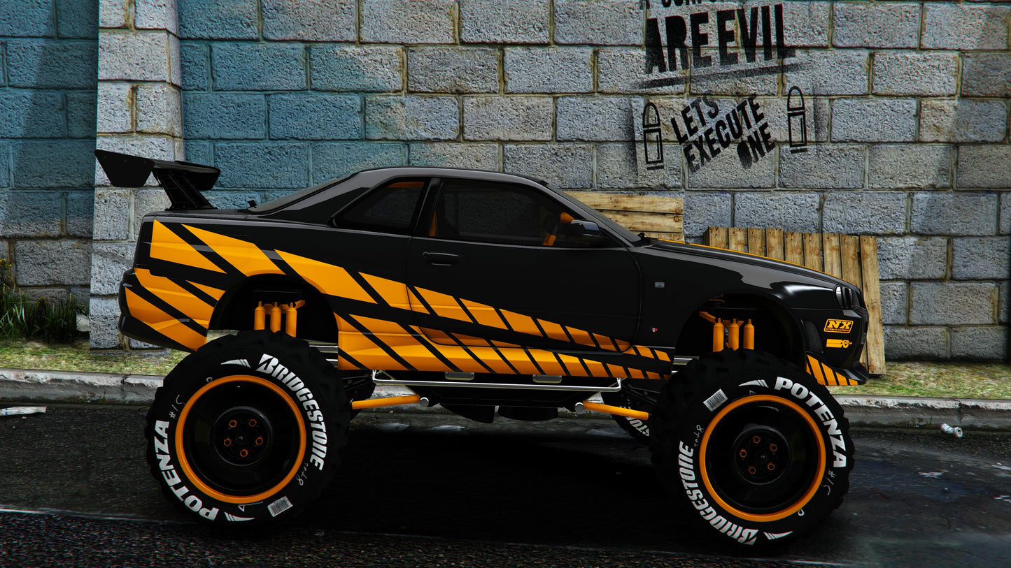 Nissan Skyline R34 Monster Truck | Rmod Customs – Gorilla Cars & MLO