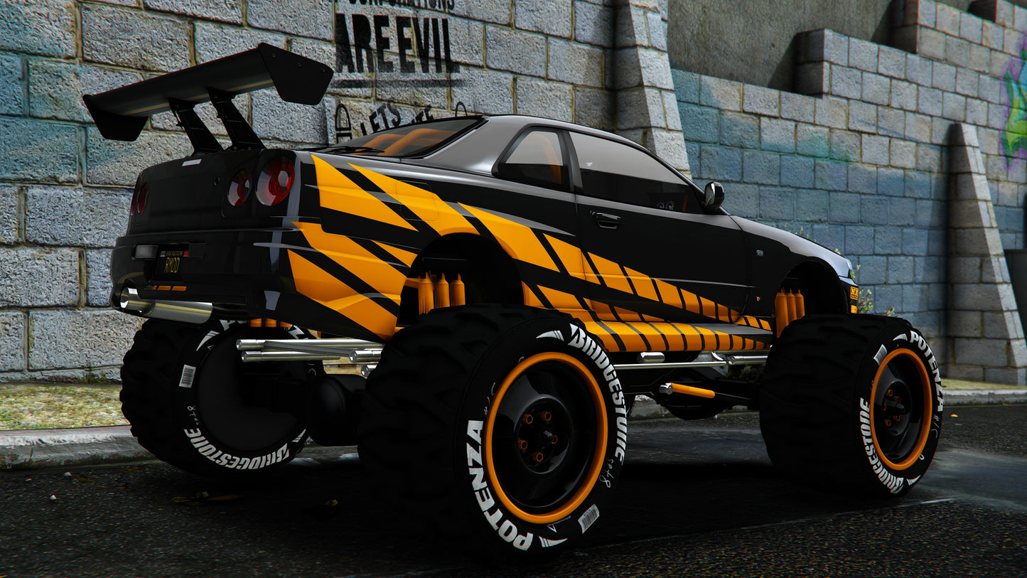 Nissan Skyline R34 Monster Truck | Rmod Customs – Gorilla Cars & MLO