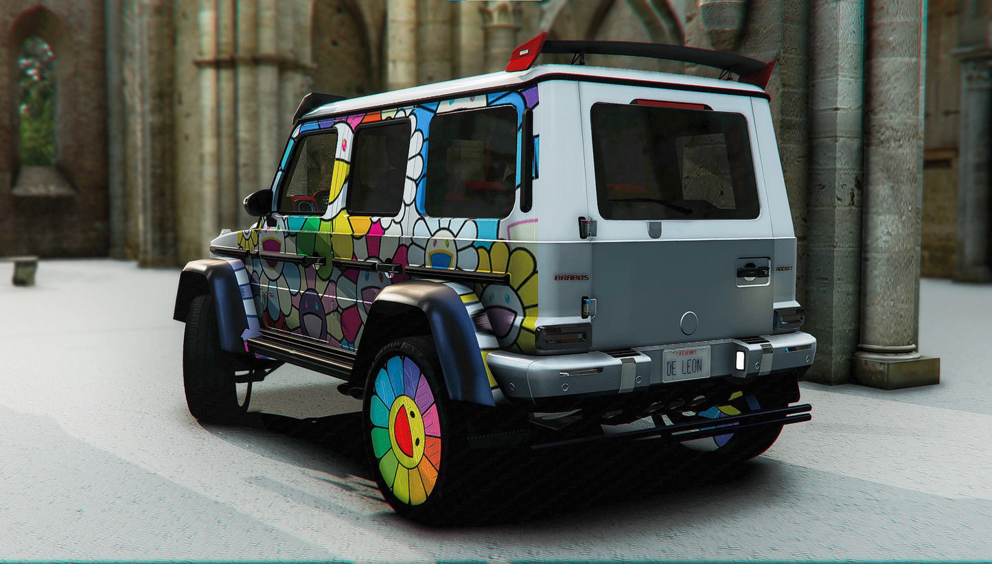 Custom Sunflower wrapped Gwagon on Custom sunflower rims | RTG Customs ...