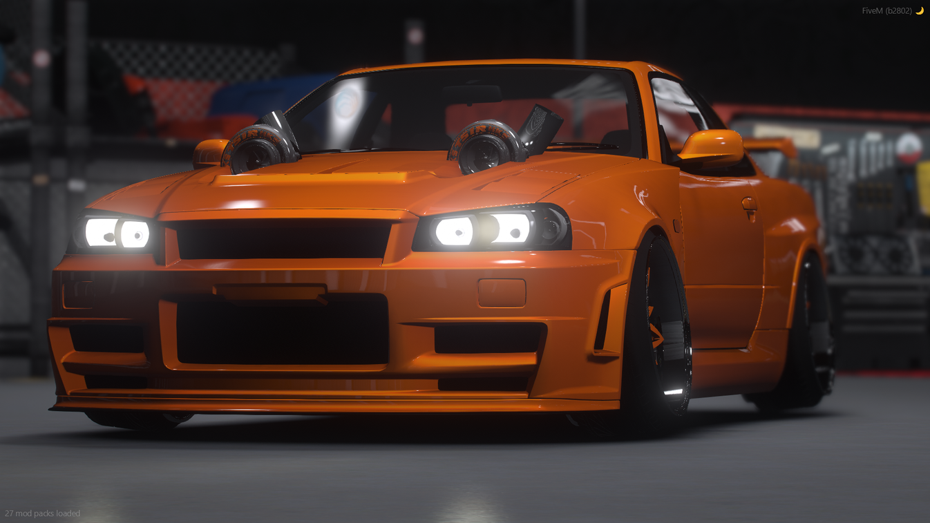 Nissan Skyline R34 Hood Twin Turbo Stanced | Tora – Gorilla Cars & MLO