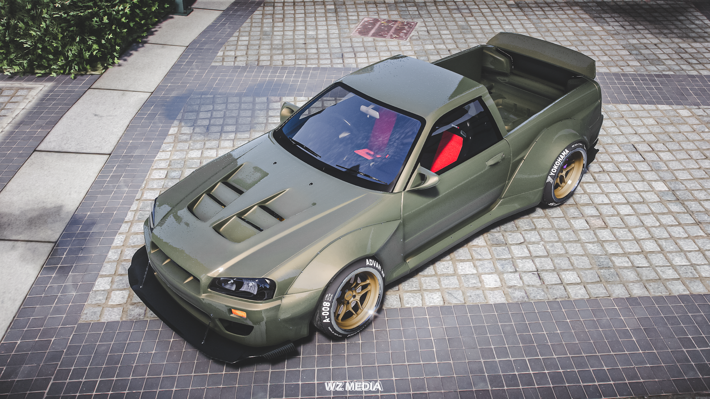 Nissan Skyline R34 UTE Rocket Bunny Pickup | WZ Media – Gorilla Cars & MLO